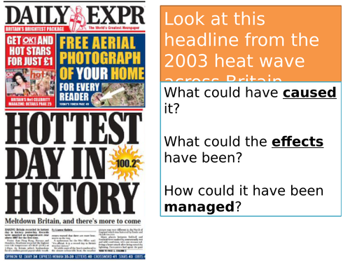 AQA GCSE New Spec Geography - UK Extreme Weather Case Study - UK 2003 ...