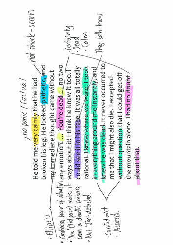 Touching the Void Language Analysis - GCSE English Language Paper 2 Q2 ...