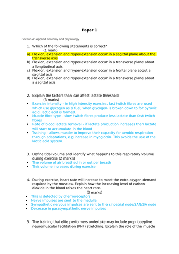 AQA Physical Education (PE) A Level Year 2 Assessment/Revision for new ...