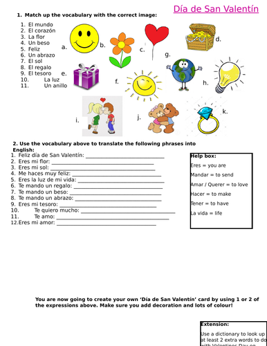 KS3 Día de San Valentín/ Valentine's Day | Teaching Resources