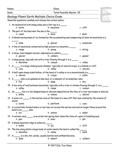 Geology-Planet Earth Multiple Choice Exam | Teaching Resources