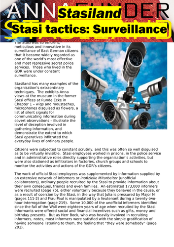 Stasiland - Stasi Tactics: Surveillance | Teaching Resources