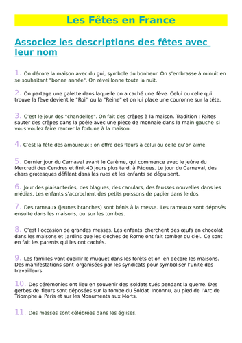 Les fêtes et traditions françaises | Teaching Resources
