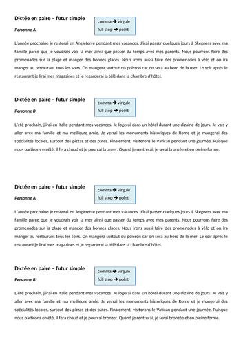 Mes prochaines vacances | Teaching Resources