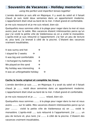Mes dernières vacances | Teaching Resources