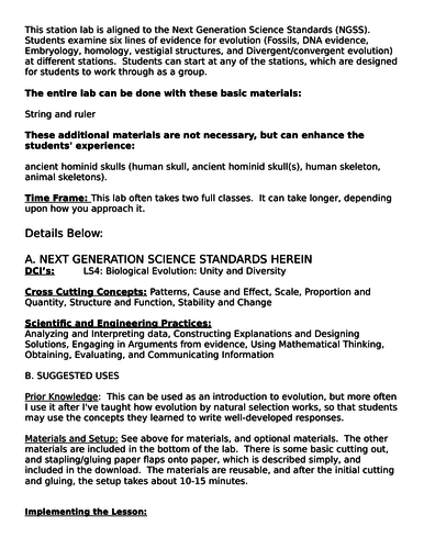 Evidence For Evolution Lab: Students Examine Various Lines of Evidence ...