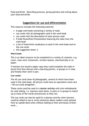 Food and Drink in French | Teaching Resources