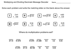 Multiplying and Dividing Decimals: Math Message Decoder | Teaching ...