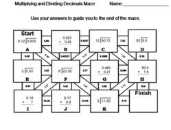 Multiplying and Dividing Decimals: Math Maze | Teaching Resources
