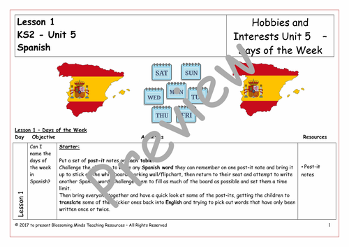 Spanish Days of the Week Lesson and Resources | Teaching Resources