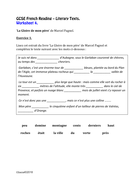 French GCSE – Higher Tier - French Literature – Reading Comprehensions ...