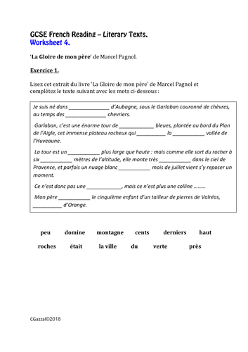 French GCSE – Higher Tier - French Literature – Reading Comprehensions ...