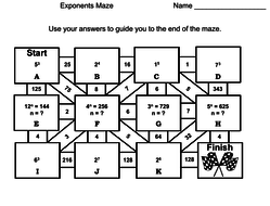 Exponents: Math Maze | Teaching Resources