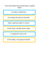 KS1 Activities for applying capital letters | Teaching Resources