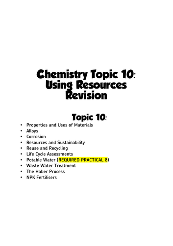 AQA GCSE Chemistry - Revision Sheets | Teaching Resources AQA GCSE Chemistry - Revision Sheets | Teaching Resources