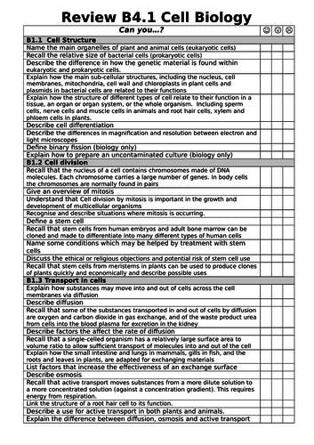 AQA B4.1 Cell Biology GCSE Revision Lesson | Teaching Resources