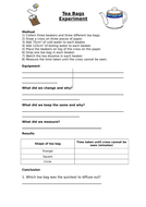 DIFFUSION TEA BAG INVESTIGATION | Teaching Resources