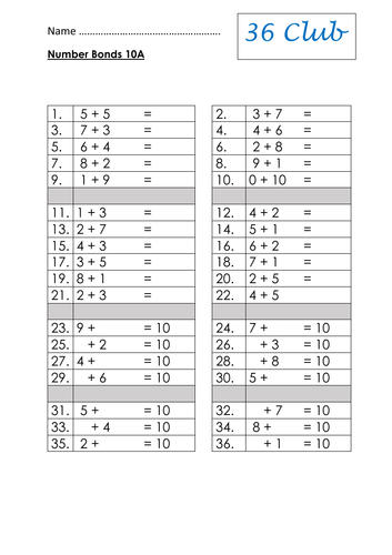 Number bonds and timetables recall resource | Teaching Resources