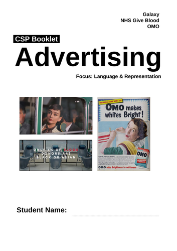 AQA GCSE Media Advertising CSP Workbook: Galaxy, Represent & OMO ...