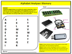 Computer Memory Alphabet Analyser Sheet ICT Computing Starter Activity ...
