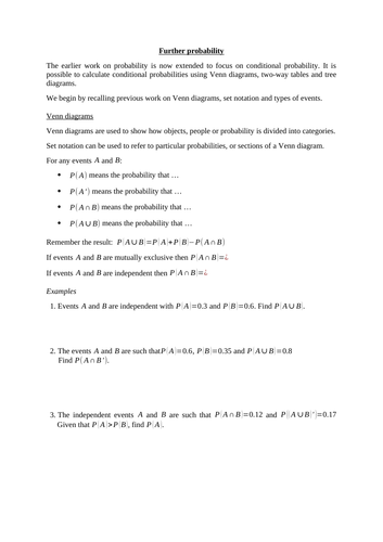 Conditional probability (new A level maths) - notes, examples ...