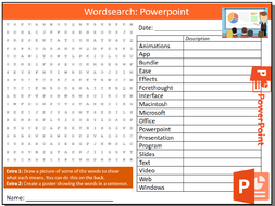 Microsoft Powerpoint Wordsearch Puzzle Sheet ICT Computing Starter ...