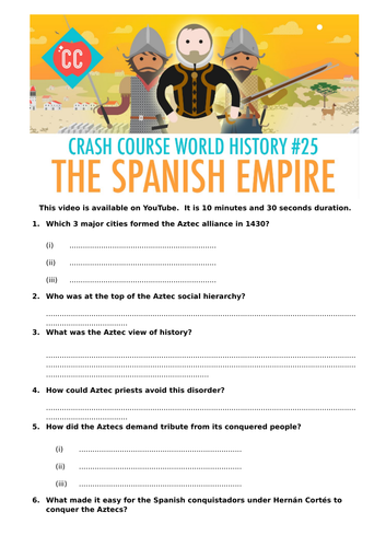 Crash Course World History - The Spanish Empire | Teaching Resources