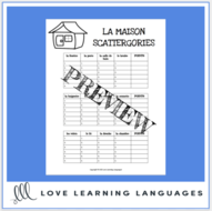 La Maison printable no prep scattergories game - French vocabulary game ...