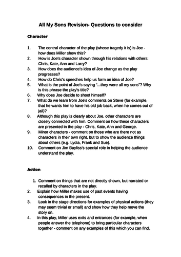 All My Sons Revision Pack | Teaching Resources