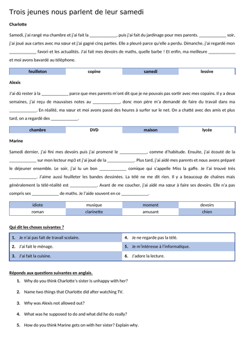 Le week-end dernier | Teaching Resources