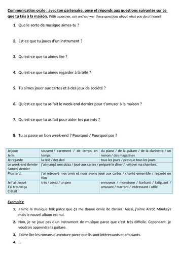 Le week-end dernier | Teaching Resources