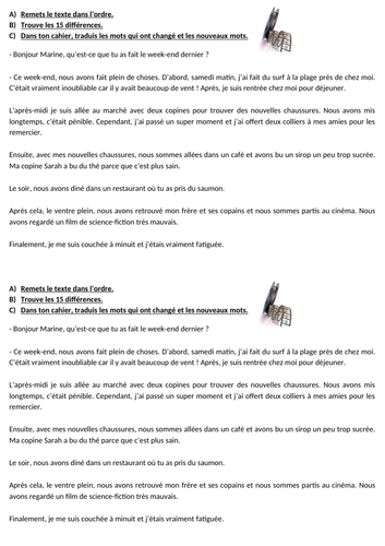 Le week-end dernier | Teaching Resources