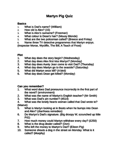 Martyn Pig Scheme of Work and Resources | Teaching Resources