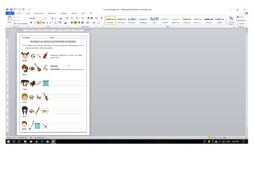 FRENCH - SPORTS, GAMES & MUSICAL INSTRUMENTS - WORKSHEETS | Teaching ...