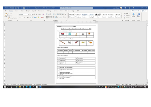 FRENCH - SPORTS, GAMES & MUSICAL INSTRUMENTS - WORKSHEETS | Teaching ...