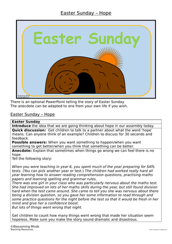 Easter Sunday Assembly - Hope | Teaching Resources
