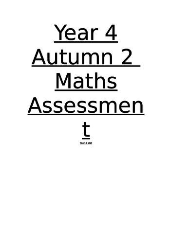 Year4 - Autumn 2 Maths test | Teaching Resources Year4 - Autumn 2 Maths test | Teaching Resources