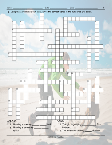Movement Prepositions Crossword Puzzle | Teaching Resources