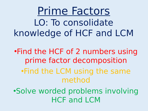 Prime factors HCF and LCM | Teaching Resources
