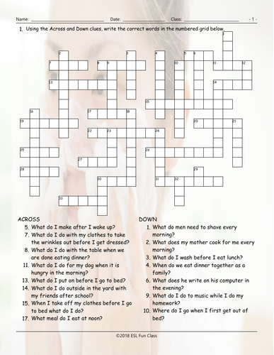Routines-Daily Activities Crossword Puzzle | Teaching Resources