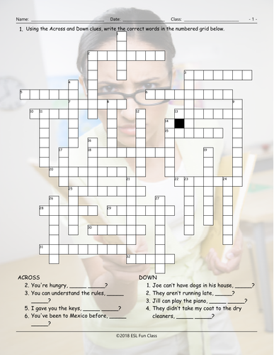 Tag Questions Crossword Puzzle | Teaching Resources