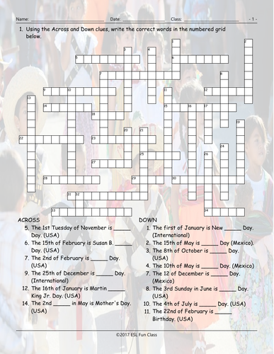 American vs Mexican Holidays Crossword Puzzle | Teaching Resources