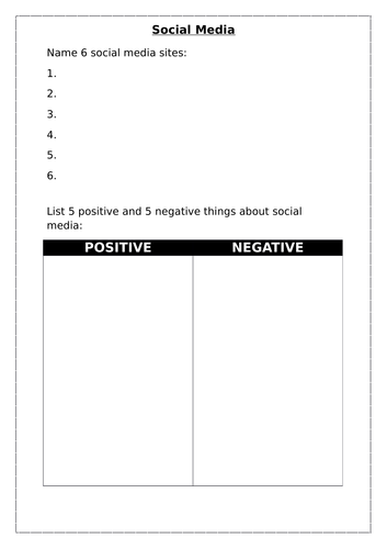 Social Media & Self Esteem | Teaching Resources