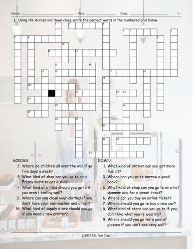 Places-Buildings Crossword Puzzle | Teaching Resources