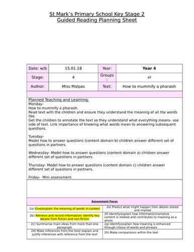 Whole Class reading Instructions Year 4 Linked to Egypt | Teaching ...