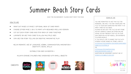 Summer Beach Story Cards | Teaching Resources