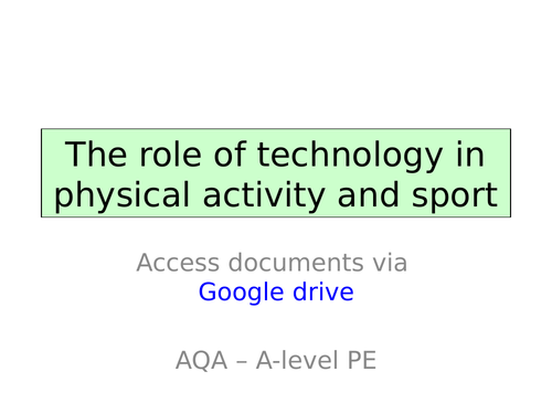 The Role of Technology in Physical Activity & Sport - A Level PE AQA ...