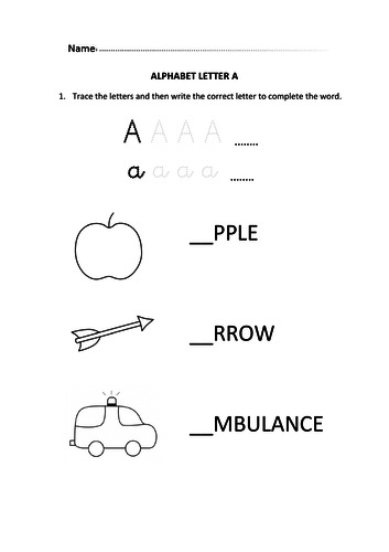 Learning and Writing Letter A for Year 1 Students | Teaching Resources
