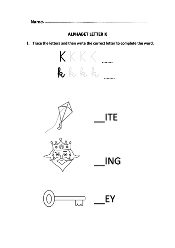 Learning and Writing Letter K for Year 1 Students | Teaching Resources