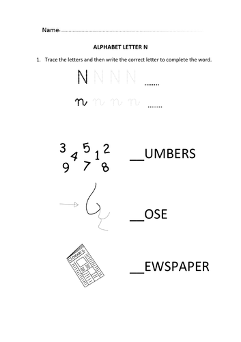 Learning and Writing Letter N for Year 1 Students | Teaching Resources